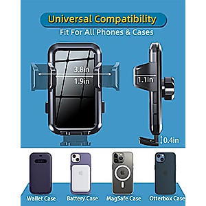 YFYYF Phone Mount for Car Phone Holder Mount for Dashboard Windshield Vent, Military Grade Suction & Metal Hook, Handsfree Stand Cell Phone Holder Car Accessories for iPhone, All iOS & Android Phone