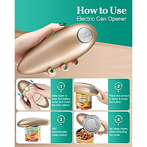 Electric Can Opener, No Sharp Edge Can Opener Electric, Hands-Free Electric Can Opener for Kitchen, Automatic Can Opener for Any Size, Kitchen Gadget Handheld Can Opener for Arthritis and Seniors