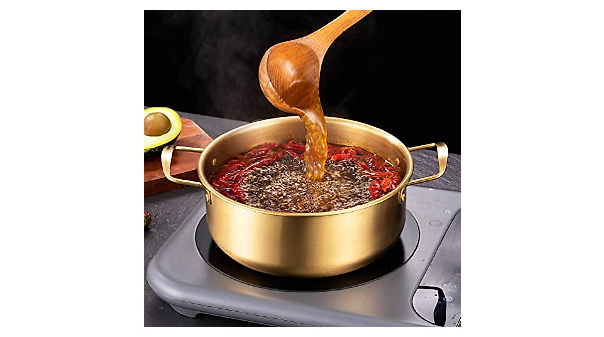 Luxshiny Gold Stainless Steel Noodle Pot - 18cm