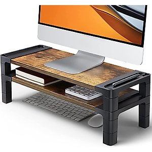 HUANUO Monitor Stand Computer Riser, Monitor Stand for Desk with Adjustable Height and 2 Platforms, Ergonomic Computer Riser, Monitor Riser for Laptops and Monitors