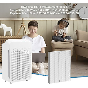 3 Pack C545 True HEPA Replacement Filter S Compatible with Winix C545, B151, P150, 9300 Air Cleaner Purifier, Replaces Winix Filter S 1712-0096-00 and 2522-0058-00
