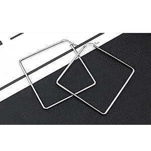 4 Pairs Stainless Steel Geometric Hexagon Round Square Thin Hoop Earrings for Women Jewelry Set-silver