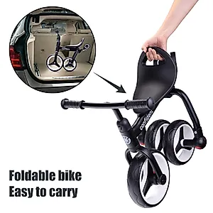 YGJT 4 in 1 Tricycle for Toddlers Age 2-5, Folding Toddler Bike Kids Trike Tricycles with Adjustable Seat and Removable Pedal, Baby Balance Bike Ride-on Toys Gift for Baby Boys Girls Birthday