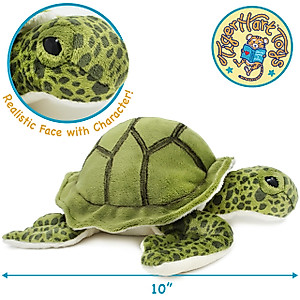 TigerHart Turquoise The Green Sea Turtle - 10 Inch Tortoise Stuffed Animal Plush