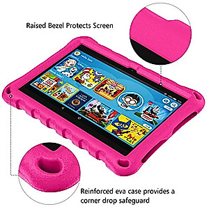 Fire HD 8 Tablet Case, Kids Case for Amazon Kindle Fire 8/8 Plus Tablet 10th/12th Generation 2020/2022 Release, Ubearkk Light Weight Shock Proof Anti Slip Protective Cases and Covers (Pink)