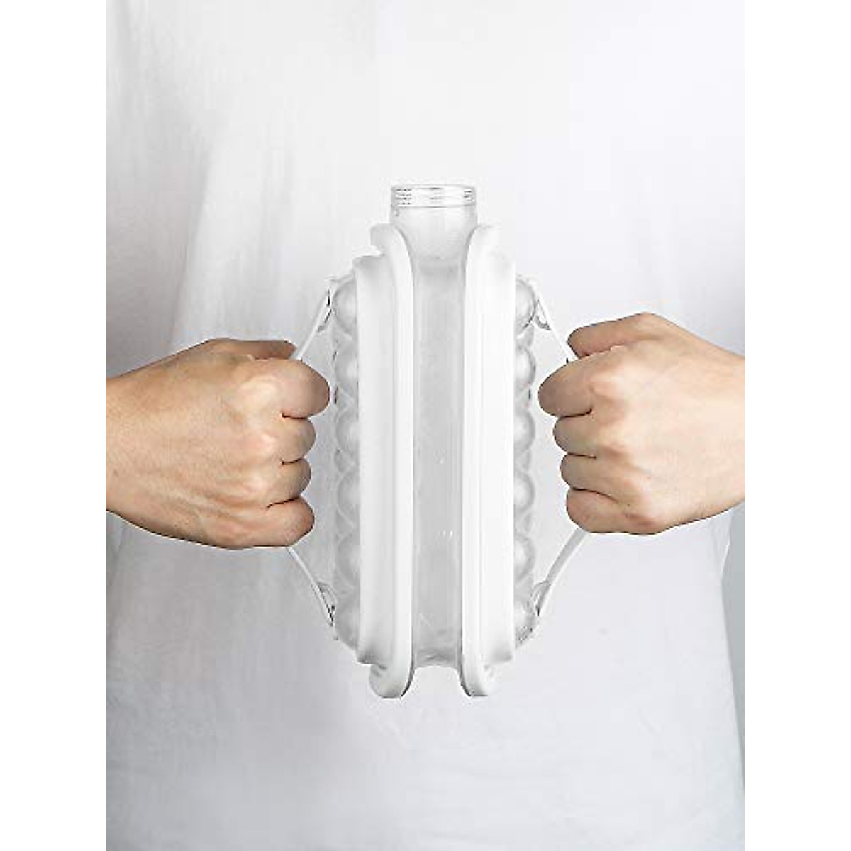 LittleStar Ice Cube Trays 2 in 1 Portable Ice Ball Maker Kettle With 17 Grids Flat Body Lid Cooling Ice Pop/Cube Molds For Hockey,Cocktail,Coffee,Whiskey,Champagne,Beer,Juice,(White)