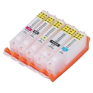 FTVOGUE 5Pcs Ink Cartridge Reusable Smoothly Ink Output PGBK BK C M Y Printer Cartridge for Test Papers Documents (550-551)