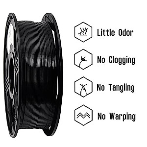 YOYI YOYI 3D Printer Filament,PETG Filament 1.75mm 2.2lbs(1kg) Spool, Dimensional Accuracy +/- 0.03 mm,100% New Raw Material,PETG Black