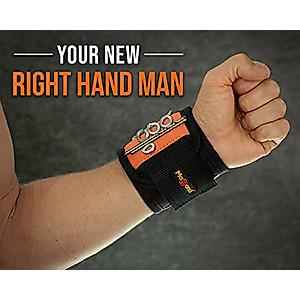 MagBand Magnetic Wristband For Holding Screws, Nails and Drilling Bits - 10 Strong Magnets - Men & Women's Tool Bracelet - Gift Ideas for Dad, Husband, Handyman or Handy Woman