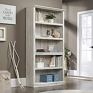 Sauder 5 Shelf Bookcase, White Plank Finish