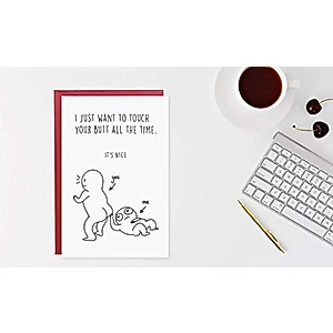 Cute Anniversary Card,Romantic Card,Funny Touch My Butt Love Cards,Naughty Card for Her BF GF