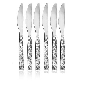 King International Stainless Steel Hammered Table Knife,Set of 12, 20 cm, Mirror Polish,Butter Knife, Cheese Knife,Dinner Knife,Dessert Knife,Bread Knife,Stainless Steel Table Knife Set of 12pcs