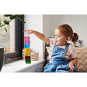 TickiT Perception Cubes - Set of 8 - Assorted Colors - Transparent Manipulatives for Visual Sensory Play - Observe Light and Color-Mixing - Light Panel Accessory