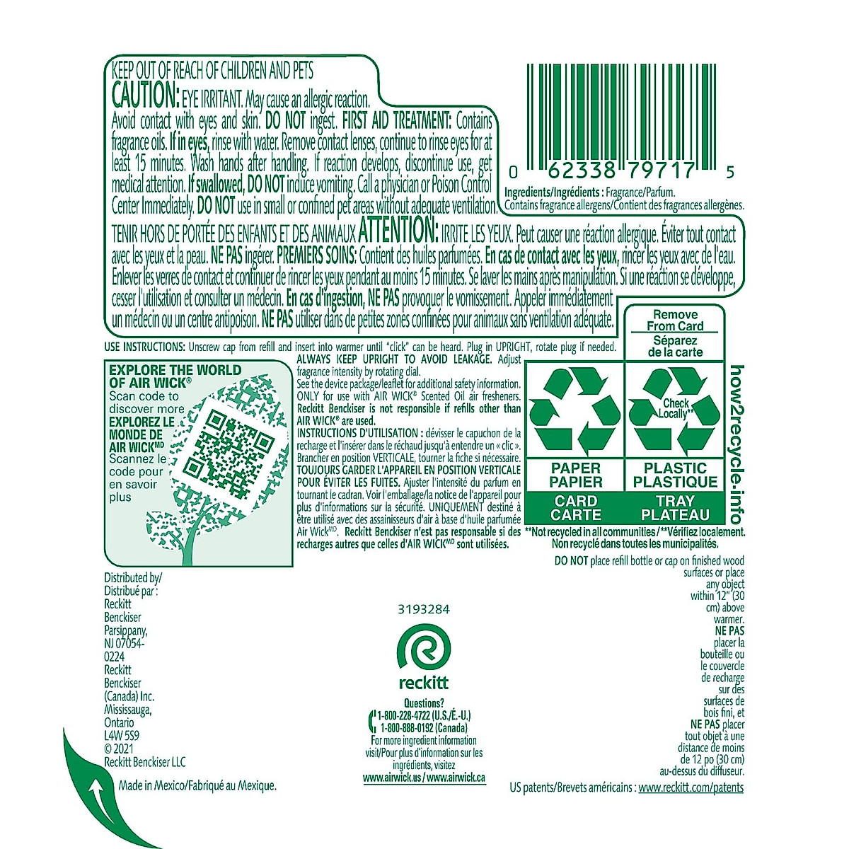 Air Wick, Plug in Scented Oil 2 Refills, Fresh Waters, 1.34 Oz (Pack of 2)