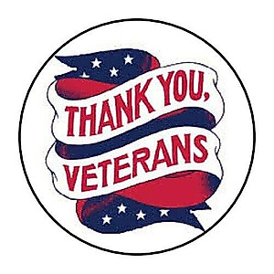 without brand Set of 48 Envelope Seals Labels Thank You Veterans 1.2" Round