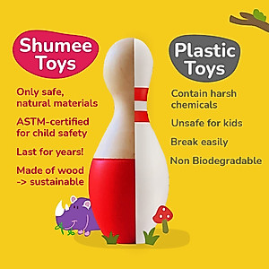 Shumee Wooden Hippo Pull Along Toy (1 Year+) with Attached String - Encourage Walking, Develop Hand-Eye Coordination, Build Gross Motor Skills