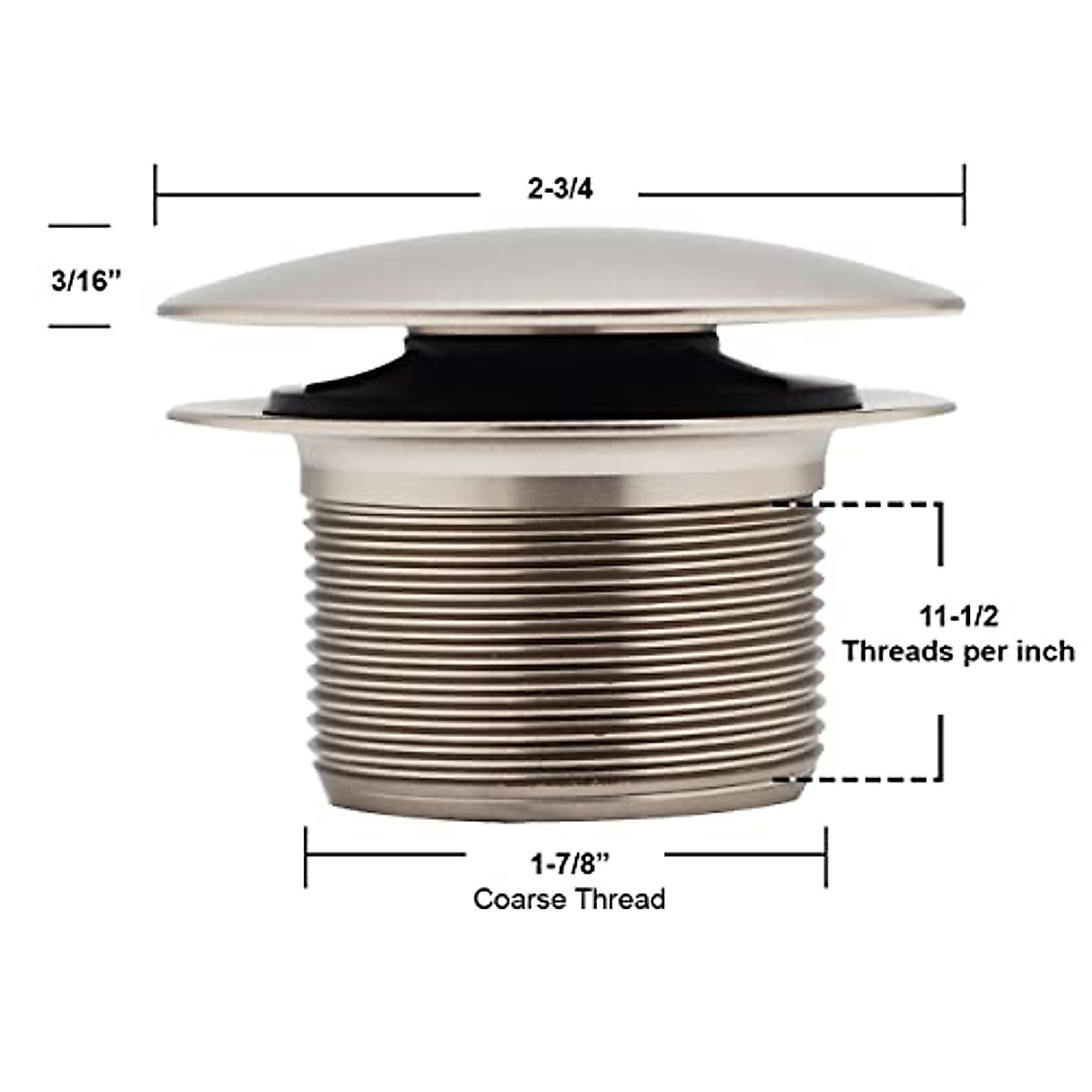 Westbrass Mushroom Tip-Toe Tub Trim Set with Floating Faceplate, Stainless Steel, D398RK-20
