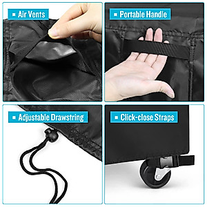 Kingling Cooler Cart Cover Fits 65-80 Quqrt Cooler Cart, Waterproof Patio Party Rolling Ice Chest with Wheels Outdoor Cooler Cart Cover Black - 32''L x18''W x32''H