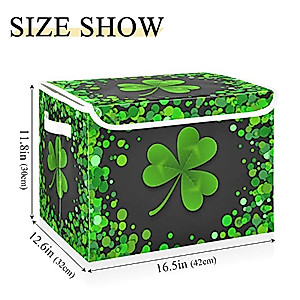 xigua St. Patrick's Day Storage Bins with Lids and Carrying Handle,Foldable Storage Boxes Organizer Containers Baskets Cube with Cover for Home Bedroom Closet Office Nursery