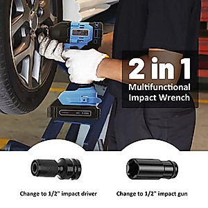 WISETOOL Cordless Impact Wrench,1/2 inch Electric Impact Wrench,Brushless Power Impact Wrench Set for Car Tires,Max Torque 260 ft-lbs,2.0A Li-ion Battery