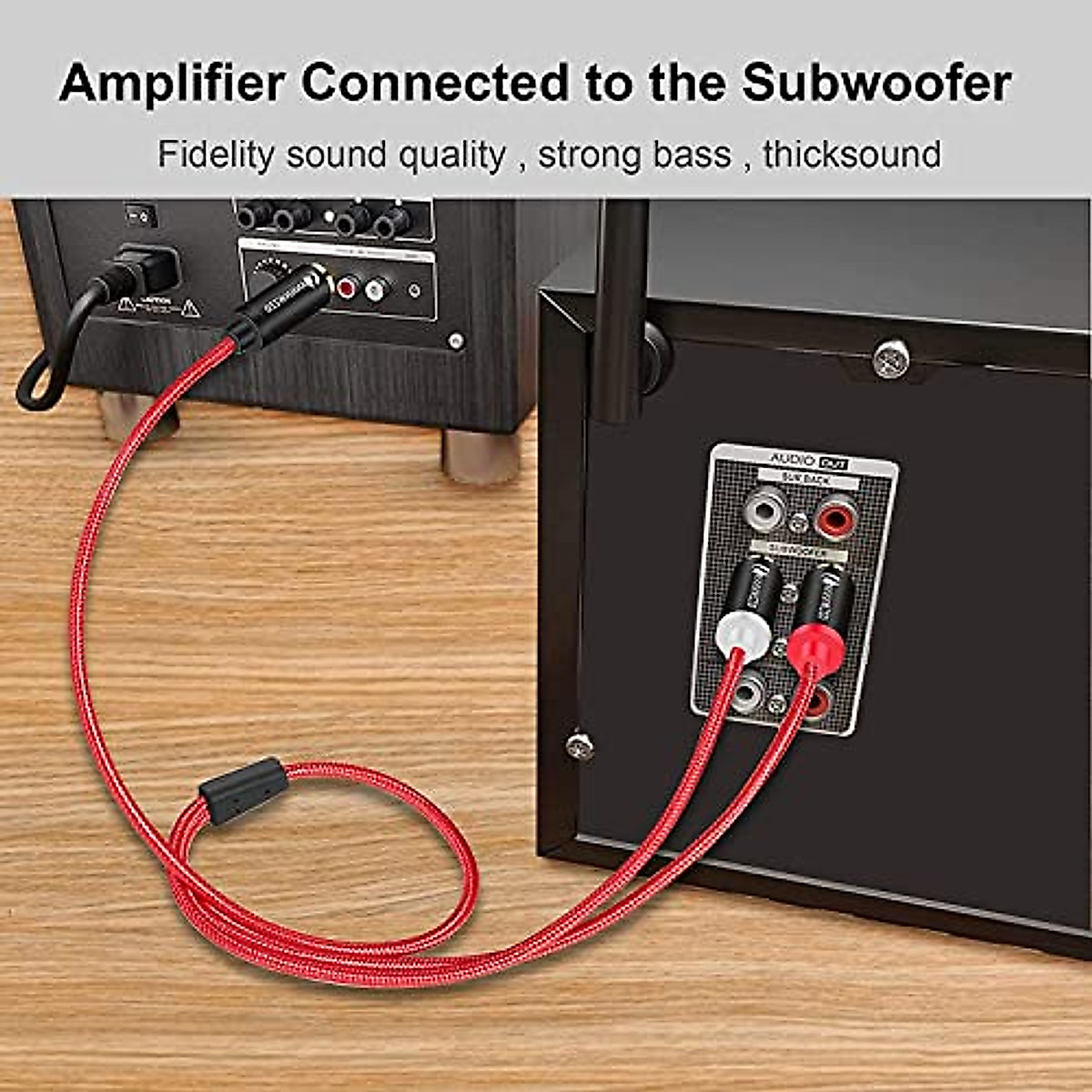 ANNNWZZD 10FT RCA Y-Adapter Splitter Cable, 1 Male RCA to 2 Male RCA Subwoofer Audio Cable
