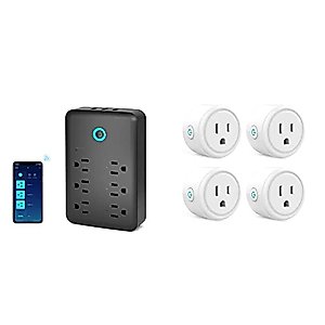 GHome Smart Plug Outlet Extender and Smart Mini Smart Plug Bundle | Compatible with Alexa Google Home | Remote Control with Timer Function