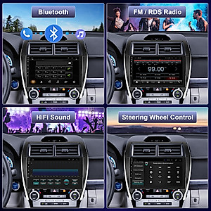 2G 64G Android Double Din Car Stereo with Apple Carplay, Rimoody 10.1 Inch Touch Screen 2 Din Car Radio with GPS Navigation Bluetooth FM HiFi WiFi Android Auto + AHD Backup Camera