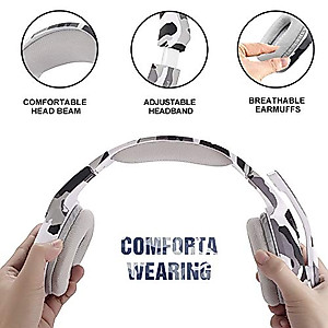 PHOINIKAS Gaming Headset for PS4, Xbox One, PC, Laptop, Mac, Nintendo Switch, 3.5MM PS4 Headset with Mic, Over Ear Headset, Noise-Cancelling Headset, Bass Surround, LED Light, Comfort Earmuff - Camo