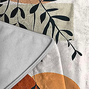SEBKQ Boho Sun and Leaves Blanket Double Sided Flannel Throw Blanket, Suitable for Adults and Children on The Sofa, Car, Bed Nap Warm Comfortable Blanket(59in X 39in)