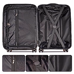 PRIMICIA GinzaTravel 3-Piece Luggage Sets Expandable Suitcases with 4 Wheels PC+ABS Durable Hardside Luggage sets TSA lock(Dark Gray, 3-Piece Set(20"/25"/29"))