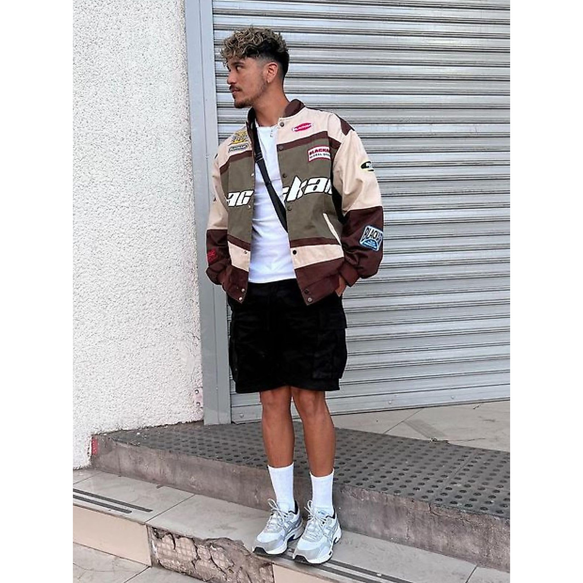 Aelfric Eden Blackair Men's Varsity Jackets Womens Bomber Jackets Vintage Motorcycle Racer Jacket