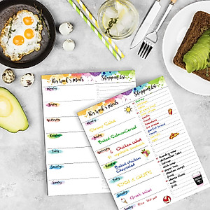 Weekly Meal Planner - Undated Magnetic Notepads with Grocery List, 7" x 9",52 Weeks, Meal Planning Pad for Refrigerator Door with Tear-Off Shopping List, Hanging Food/Menu Organizer Notepad