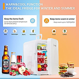 AstroAI Mini Fridge,15 Can 10 Liter Coolers & Refrigerators Mini Cooler, AC/DC Thermoelectric Skincare Fridge for Christmas Gifts, Beverage, Bedroom, Office,Travel, ETL Listed (White)