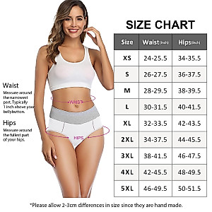 wirarpa Women's Soft Cotton Underwear Briefs Breathable 5 Pack High Waist Full Coverage Multicolor Ladies Panties Large