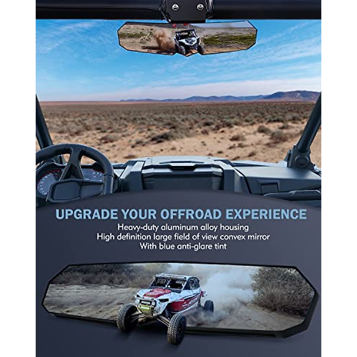 Lupar UTV Rear View Mirror, Aluminum Rearview Center Mirrors w/2 Types Mounting Bracker fit 2020-2022 Polaris RZR PRO XP/4, 2017-2022 Polaris Ranger 500 570 900 XP 1000 XP/Crew