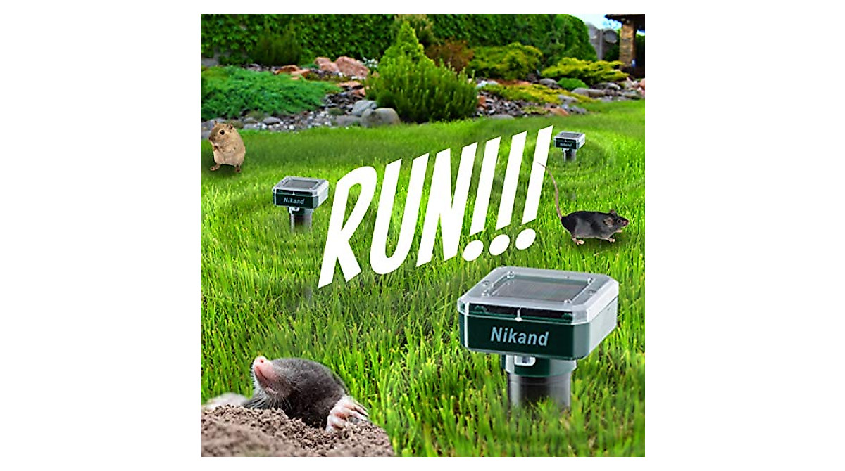 NIKAND Solar Mole Repellent 4 Pack — Humane Ultrasonic Pest Deterrent