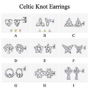 ChicSilver Celtic Trinity Knot Earrings 925 Sterling Silver Vintage Triquetra Triangle Studs Earrings Good Luck Dainty Small Irish Jewelry for Women Jewelry for Mom Gift