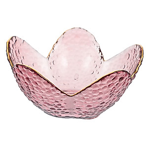BESPORTBLE Crystal Glass Fruit Bowl Lotus Flower Shaped Crystal Clear Salad Bowl Round Serving Bowl Candy Bowls Dish Dessert Bowl Fruit Plate for Home Party Tableware Purple