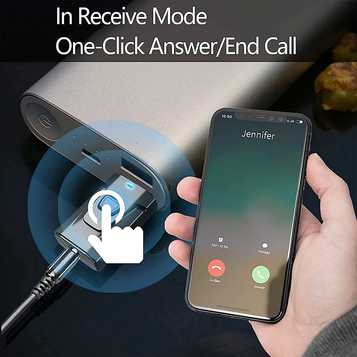 SHANFEILU USB BT 5.0 Adapter 4-in-1 Wireless Stereo Audio Transmitter Receiver Adapter with 3.5mm AUX for Car Aux PC TV Speaker Home Audio System