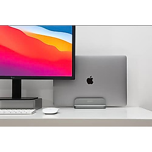 JOKItech Aluminum Laptop Vertical Stand Organizer, Sturdy Laptop Computer Holder Desktop Stand Compatible with New Retina Apple MacBook Pro/Air, Mac Mini and iPad Pro - Spacegrey