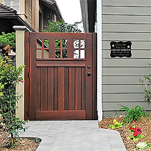 WaaHome Funny Dog Sign,Do Not Knock Sign,Crazy Dogs Live Here Sign, 6''x8'' No Soliciting Sign for House Home Door