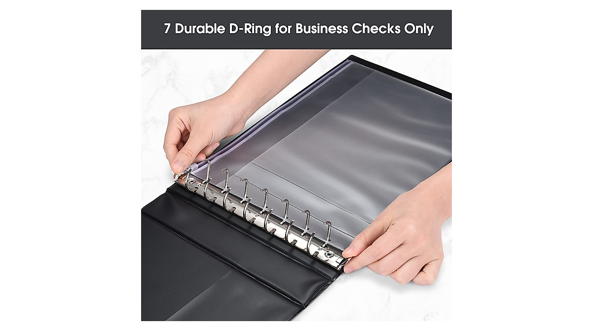 Premium 7 Ring Business Check Book Binder - Holds 600 Checks