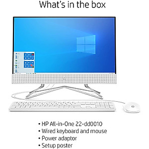 2021 Newest HP 22-inch FHD All-in-One Desktop Computer - Dual-Core AMD Athlon Silver 3050U - 16GB DDR4 RAM-512GB SSD - DVD-RW - WiFi Bluetooth - Windows 10 Pro - Snow White w/ 32GB USB Drive (dd00)