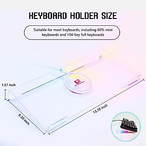 SELORSS Acrylic Computer Keyboard Holder,366 Kinds RGB Compact Keyboard Tray,Gaming Keyboard USB Interface Titled Keyboard Stand Ergonomic Typing,Clear Keyboard Riser for Office Desk,PC,Gaming.