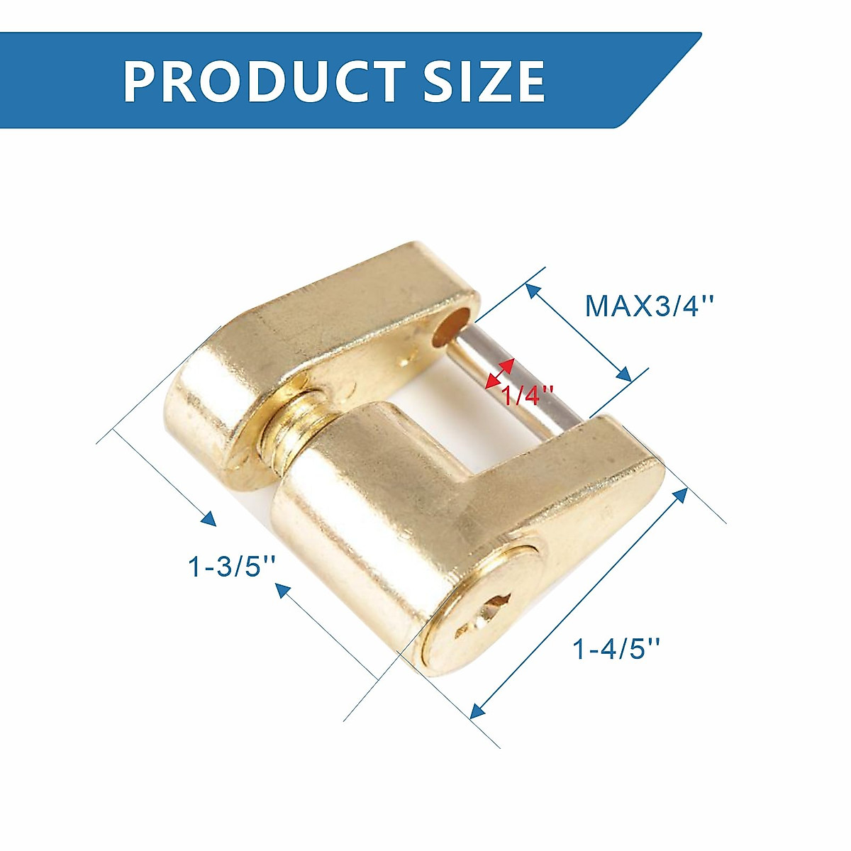 Fogfar 1 PC Auto Trailer Lock, 1/4In in Diameter, Hook Connector Small Trailer Lock for Tow Boat RV Truck Car's Coupler 3/4 in Span (Gold)
