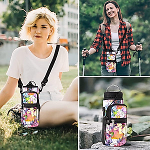 icolor Water Bottle Carrier Bag Holder 25/32/40/64oz,Adjustable Padded Shoulder & Handle Strap Sports Sling Hiking Pack,Insulated Neoprene Wide Mouth Bottle Sleeve
