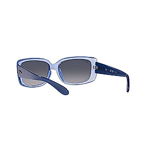 Ray-Ban Women's RB4389 Square Sunglasses, Transparent Light Violet/Blue Gradient Polarized, 55 mm