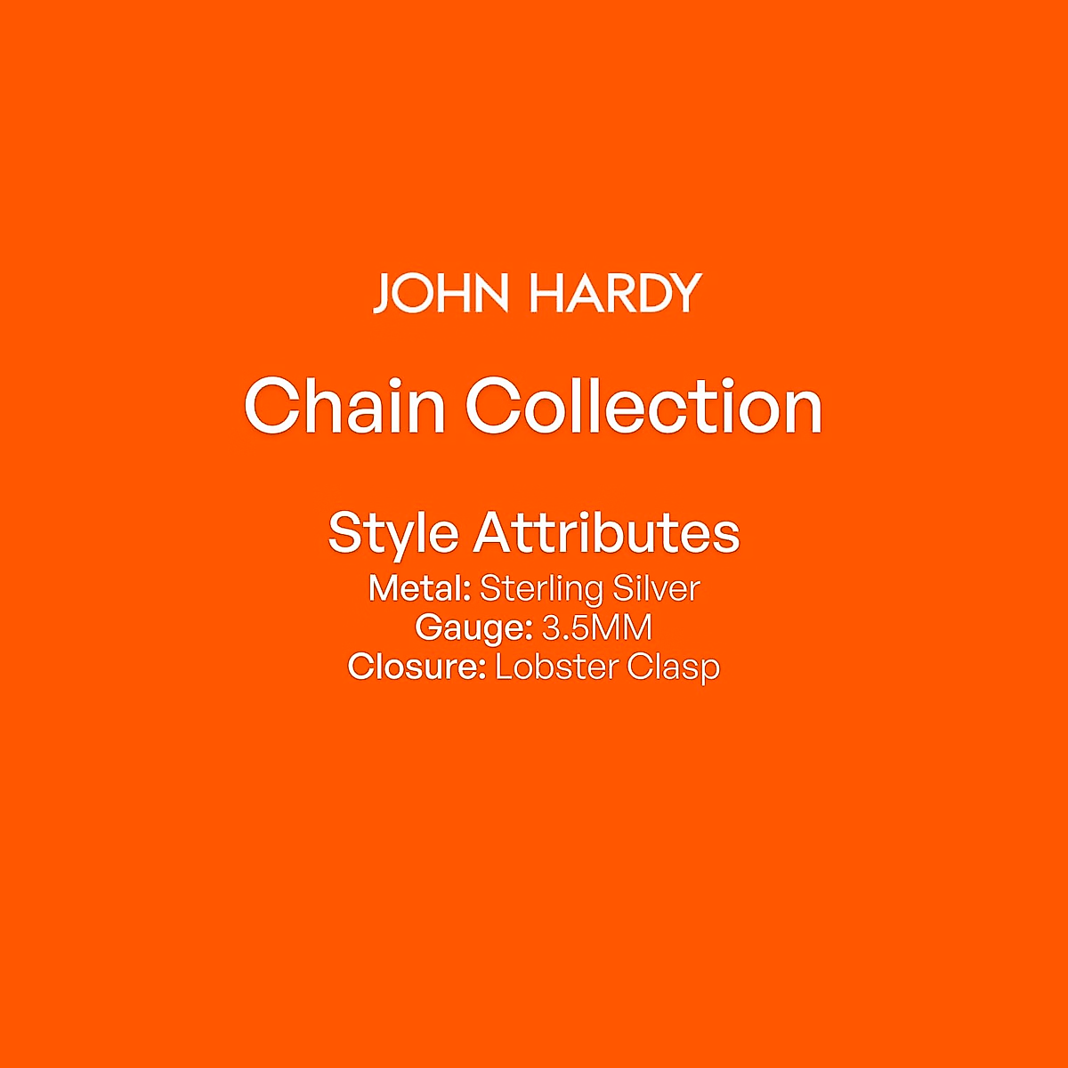 John Hardy Icon Classic Chain Collection Women's Chain Necklace, 3.5MM 925-Sterling Silver Hand-Woven Luxury Necklace with Pusher Clasp, Size 16"