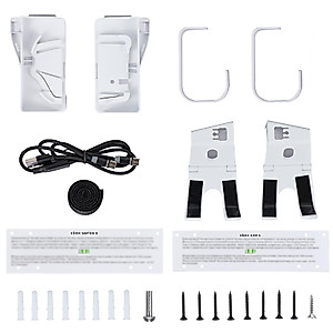 Wabracket Wall Mount Holder Bundle for XBOX Series S/One S/Xbox Series X, Double Controller Bracket with Charging Hole & Earphone Wall Mount, Space Saving Design with Charging Cable(White)