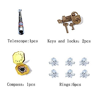 Leadtex Kids Pirate Treasure Chest Vintage Box with Accessories,Silver.